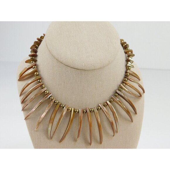 Unbranded | Jewelry | Vintage Brown Abalone Shell Clawspike Statement ...